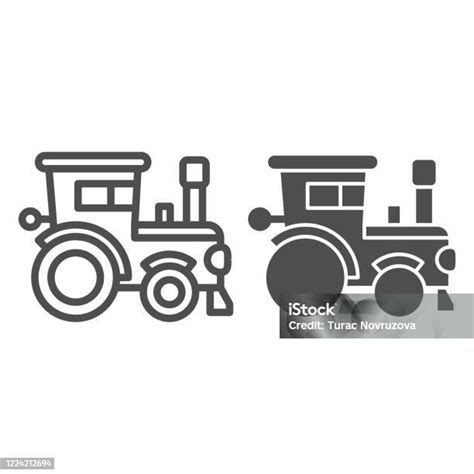 拖拉機線和固體圖示 農機標誌 農用車向量標誌的白色背景 農民機圖標在輪廓樣式的移動概念和網頁設計向量圖形向量圖形及更多10號圖片 Istock