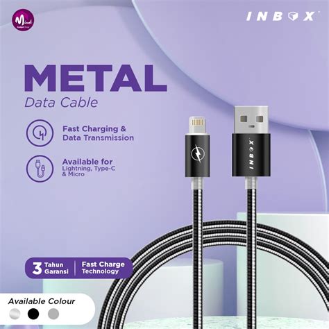 Jual Kabel Data Kabel USB Kabel Charger Inbox Metal Fast Charging Lightning Micro Type C