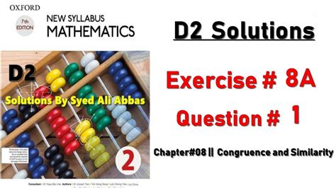 Exercise 8A Question No 1 Oxford New Syllabus Mathematics Chapter 8