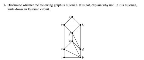 Solved 1 Determine Whether The Following Graph Is Eulerian