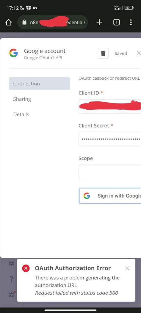 Oauth Authorization Error Status 500 But Only On My Computer