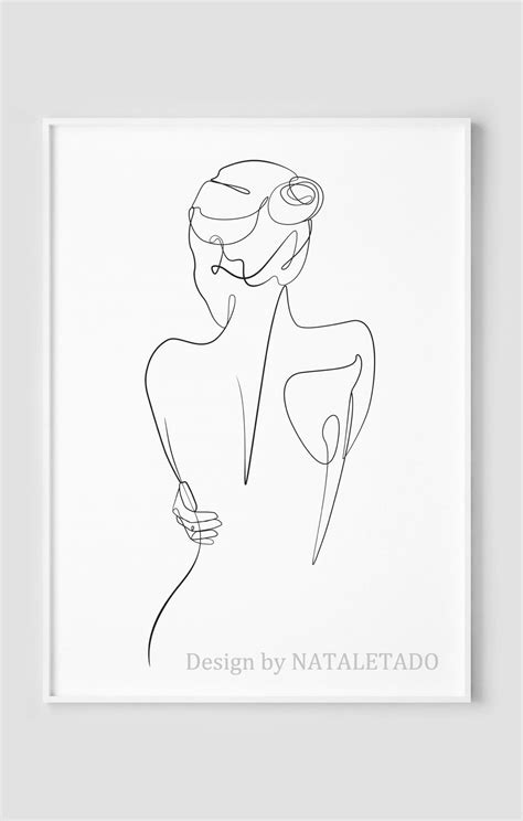 Woman Body Line Drawing Print Printable Wall Art Single Line Art Nude