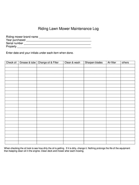 Lawn Maintenance Checklist Template