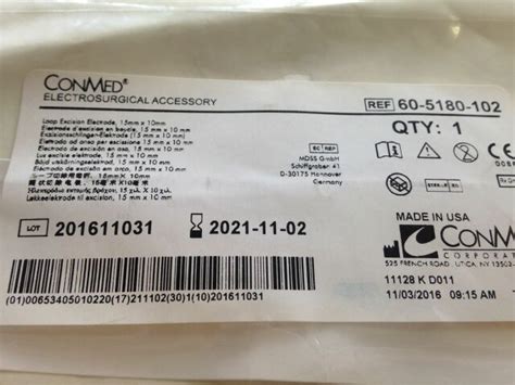 New Conmed 60 5180 102 Loop Excision Electrode 15mm X 10mm Disposables