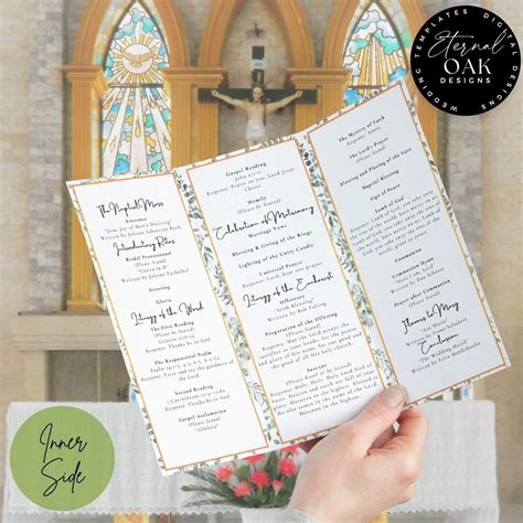 Eucalyptus Catholic Wedding Mass Program Full Mass Trifold Catholic