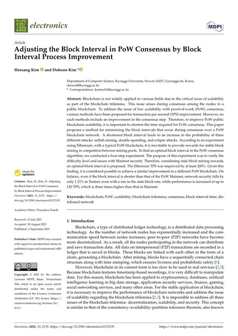 Pdf Adjusting The Block Interval In Pow Consensus By Block Interval Process Improvement