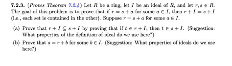 Solved 723 Proves Theorem 724 Let R Be A Ring Let I