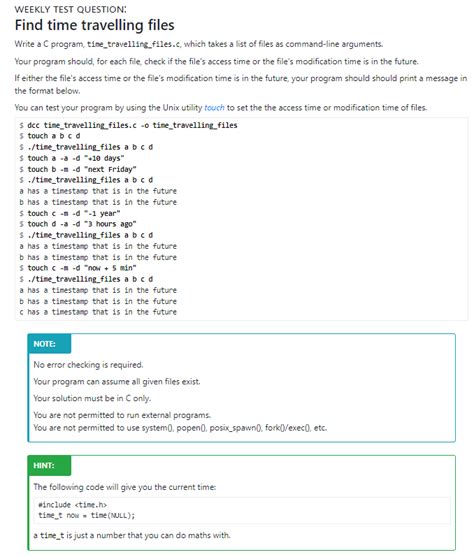 Solved Weekly Test Question Find Time Travelling Files Chegg