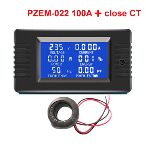 디지털 Ac 100a 전압 에너지 미터 전압계 110v 220v 240v 전류계 전력 전류 패널 와트 콤보 표시기 폐쇄 Ct