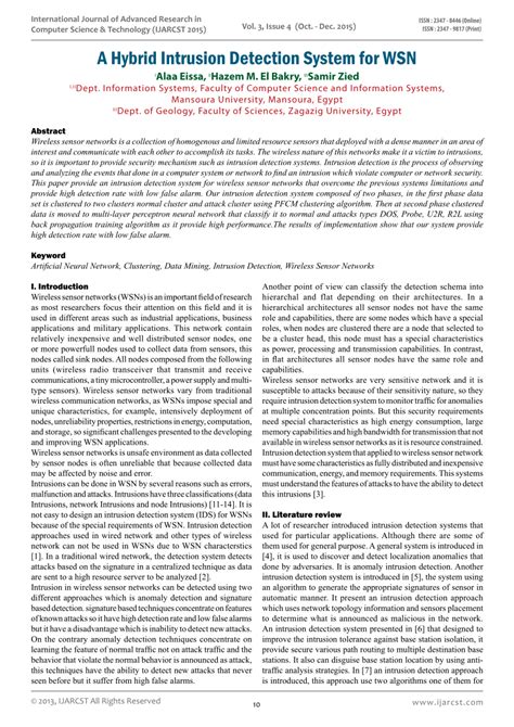 Pdf A Hybrid Intrusion Detection System For Wsn