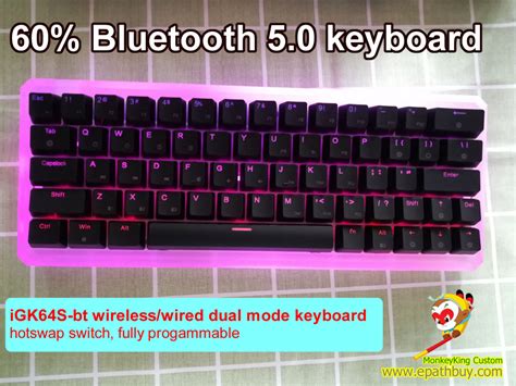 Custom Rgb Mechanical Keyboard 64 Keys 60 Rgb Backlit Wireless Wired Keyboard