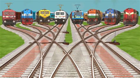 8 LINE CROSSING AT CURVED BRANCHED RAILROAD TRACKS BUMPY RAILROAD