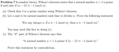 solved problem 7 in number theory wilson s theorem states