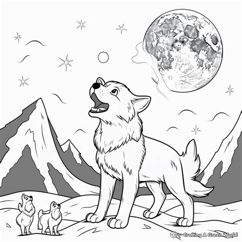 Wolf Howling At The Moon Coloring Pages Free And Printable