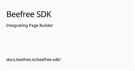 Integrating Page Builder Beefree Sdk