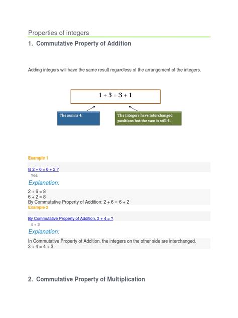 Properties Of Integers Pdf Multiplication Integer