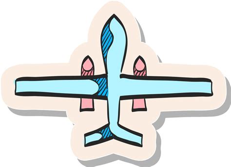 Hand Drawn Unmanned Aerial Vehicle Icon In Sticker Style Vector