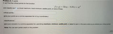 solved problem 2 1 point 1 pt find the critical points