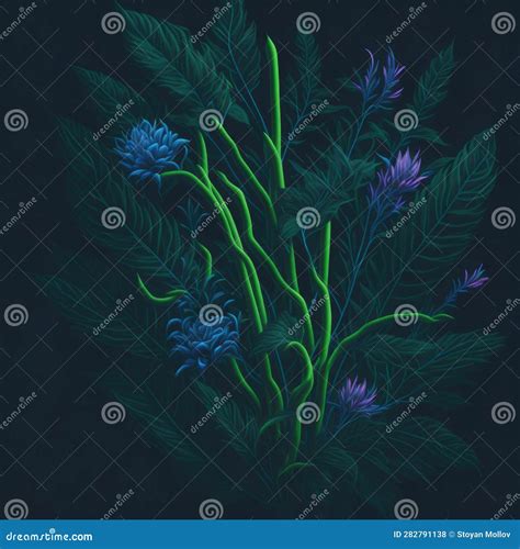 Natural Floral Shapes Abstract Background With Leaves And Flowers