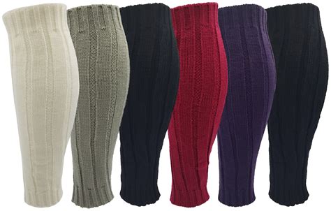 Leg Warmers For Women 6 Pairs Knee High Cable Knit Warm Thermal