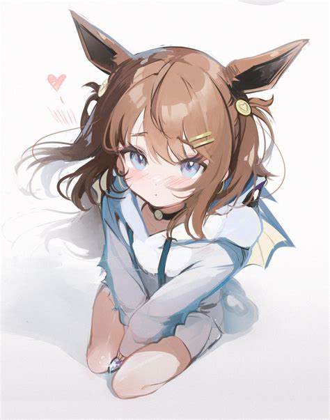 Safebooru 1girl Animal Ears Black Choker Blue Eyes Blush Brown Hair