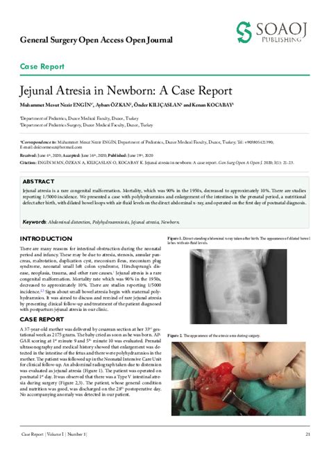 Pdf Jejunal Atresia In Newborn A Case Report Jennifer Smith Pdf Jejunal Atresia In Newborn A Case Report Jennifer Smith
