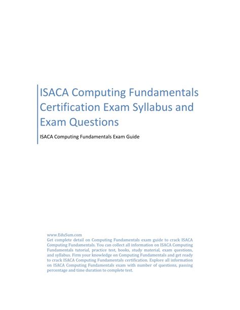 Ppt Isaca Computing Fundamentals Certification Exam Syllabus And Exam
