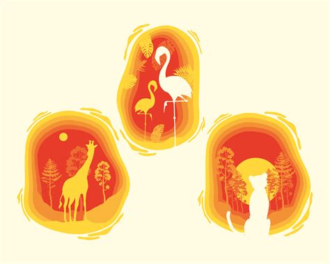 Three Yellow Paper Cut Icons 6042509 Vector Art At Vecteezy