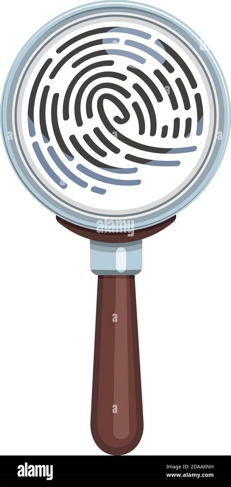 Magnifying Glass Examines Fingerprint Vector Illustration Magnifier