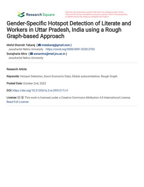 Pdf Gender Specific Hotspot Detection Of Literate And Workers In
