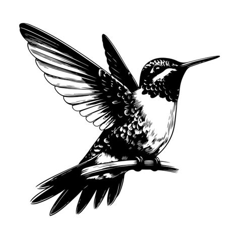 Colibri à Gorge Rubie Illustration En Noir Et Blanc Oiseau Tropical