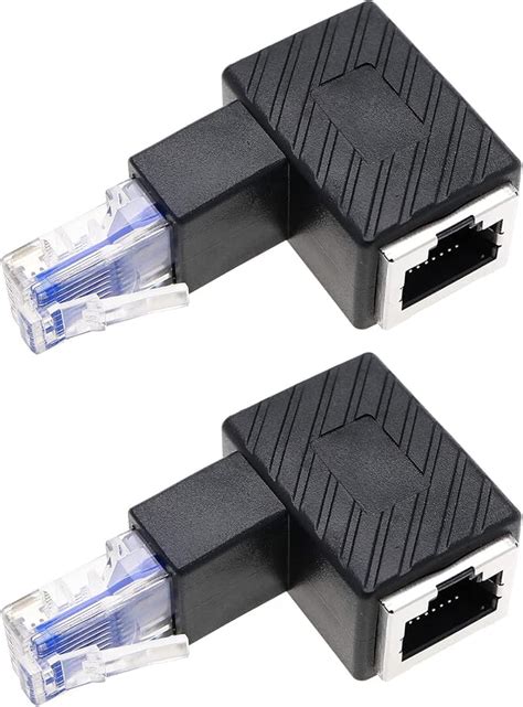 Vgol 2pcs Rj45 Ethernet Adapter 90 Degree Rj45 Male To Rj45 Female