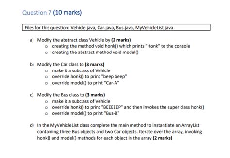 Solved Must Be 4 Java File Pleasevehiclejava Carjava