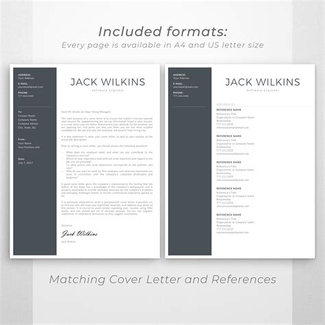 Modern CV Template For Word Executive Resume Template Professional Resume Design Instant