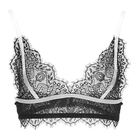 Black And White Non Wired Lace Bra Blackwhite Akiko Ogawa Lingerie