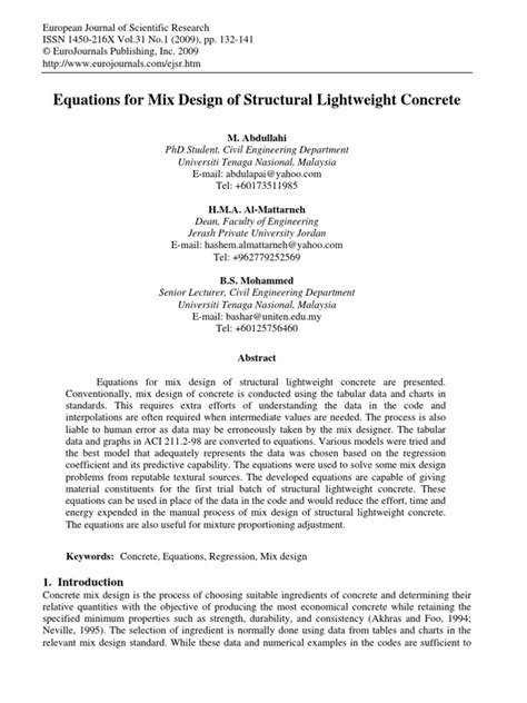 Lightweight Concrete Mix Design Pdf