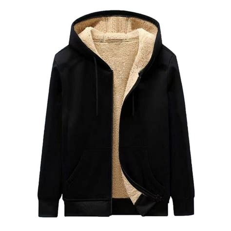 Ccrftgi Mens Zip Up Hoodie Heavyweight Thick Fleece Lined Jacket Casual