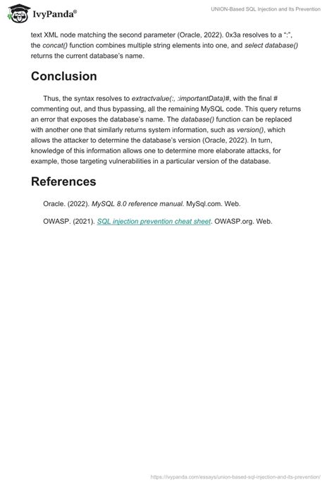 UNION Based SQL Injection And Its Prevention 316 Words Essay Example