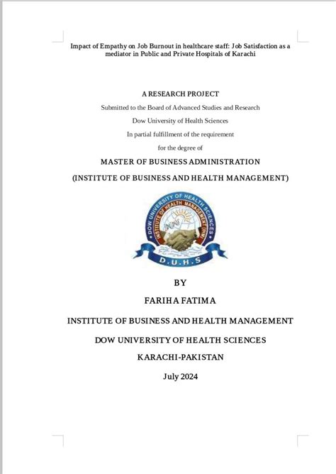 Fariha Fatima On Linkedin Mba Healthcaremanagement Research