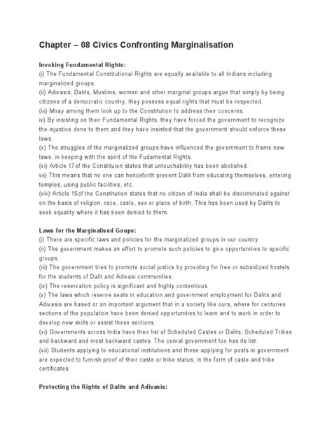 Chapter 8 Civic Confronting Marginalisation Pdf Dalit Social Exclusion