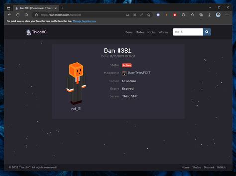 Permanent Ban Is Being Displayed As Expired Issue ThiccMC ThiccBan GitHub