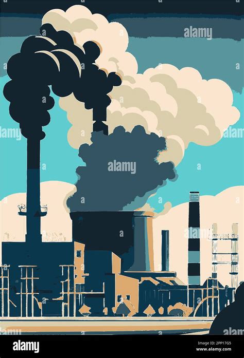 Huge Industrial Plant Air Pollution Vector Image Stock Vector Image