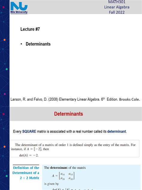 Lec 6 Determinants Pdf Determinant Matrix Mathematics