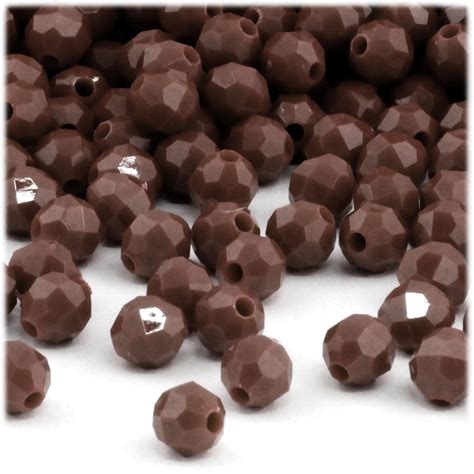Plastic Faceted Beads Opaque 10mm 500 Pcbrown
