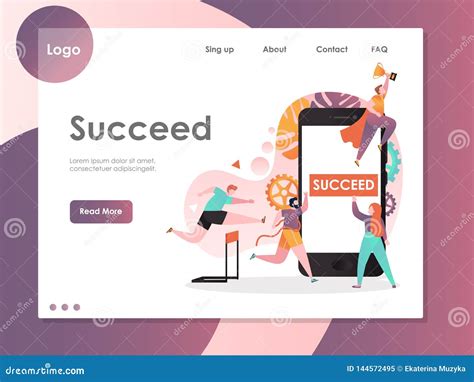 Succeed Vector Website Landing Page Design Template Stock Vector