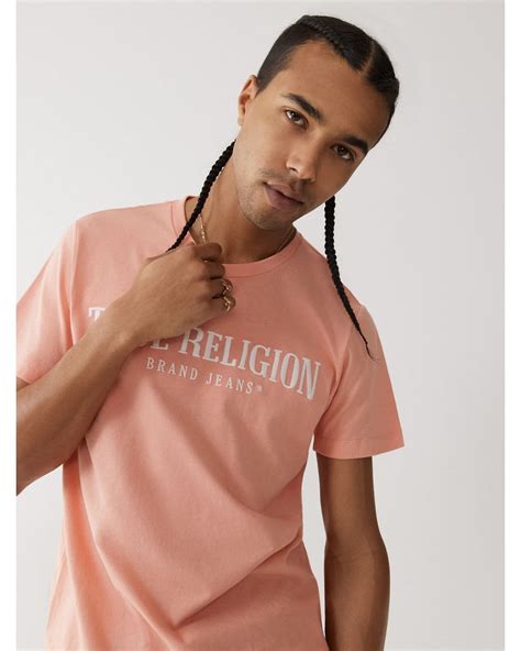 True Religion Mens Classic Logo T Shirt Orange Tee