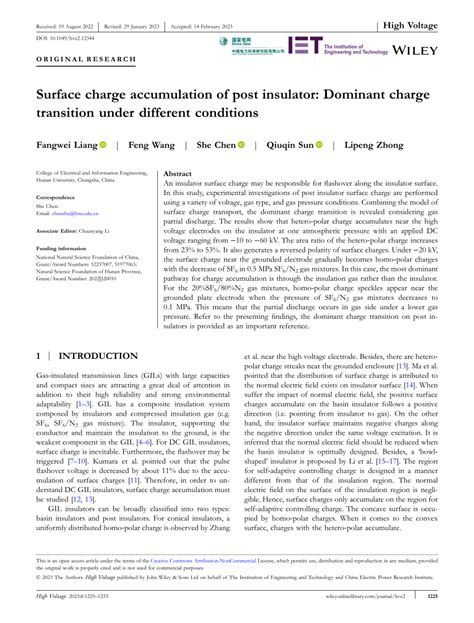 Pdf Surface Charge Accumulation Of Post Insulator Dominant Charge