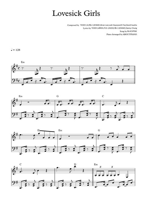 블랙핑크blackpink Lovesick Girls Лист By 247 Kpop Piano
