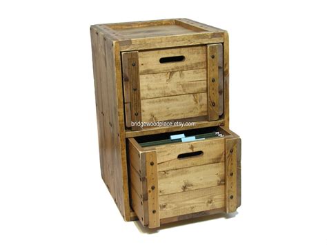 Solid Wood File Cabinet Rustic Office Filing By Bridgewoodplace