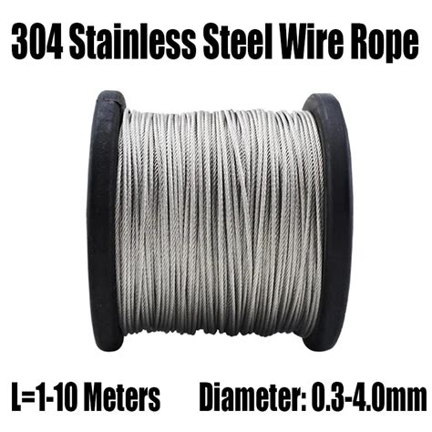 304 스테인리스 스틸 와이어 로프 L 1 10 미터 직경 0 3 4 0mm 부드럽고 가는 와이어 로프 빨랫줄 깃대 리프팅 로프 낚시 로프
